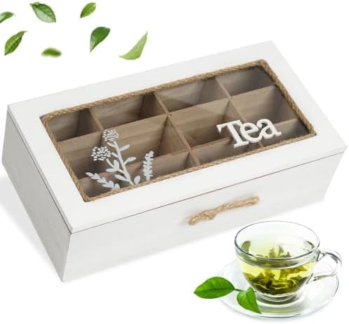 Tea Box,Wood Tea Organizers and Storage,12 Compartments Teas Storage ...