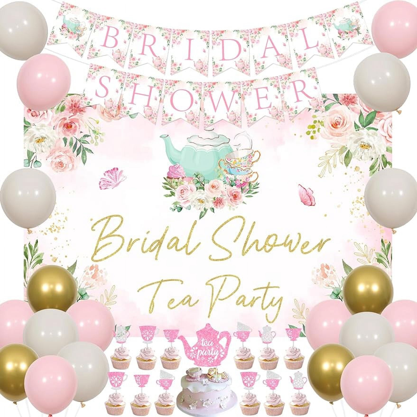 Tea Bridal Shower Decorations, Bridal Shower Tea Party Backdrop Banner ...