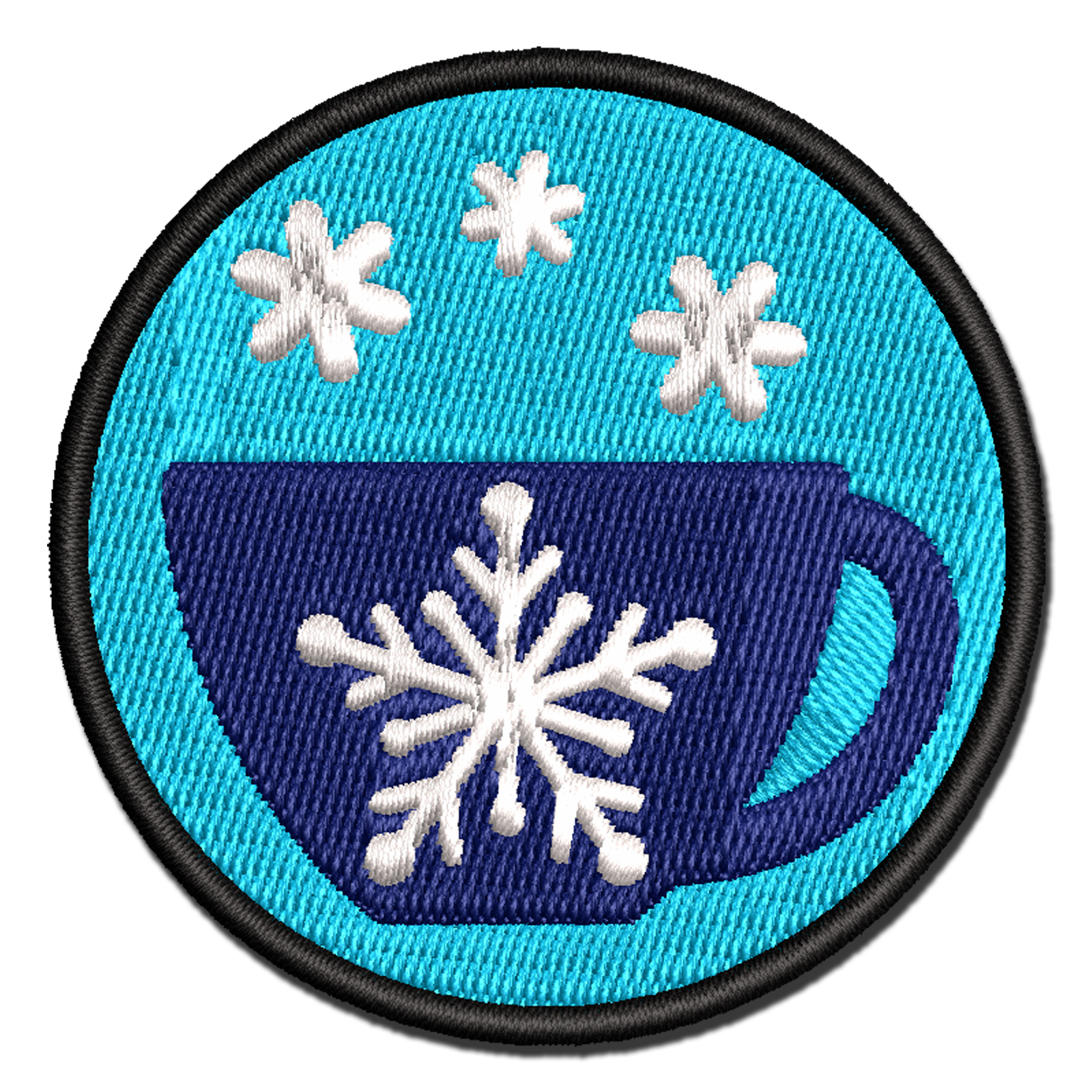 Tea Coffee Cup Snowflake Details Winter Applique Multi-Color ...