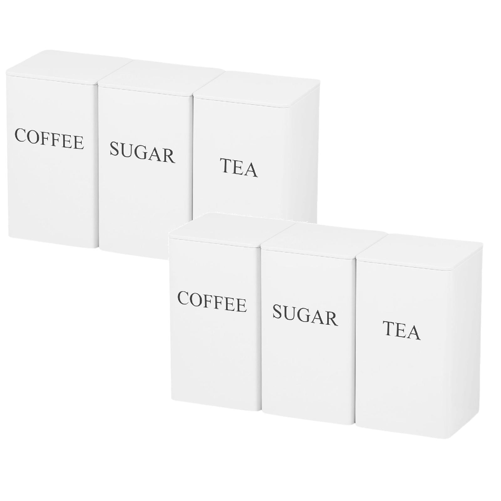 Tea Coffee Sugar Canisters, Metal Canister Storage Jar Container Set ...
