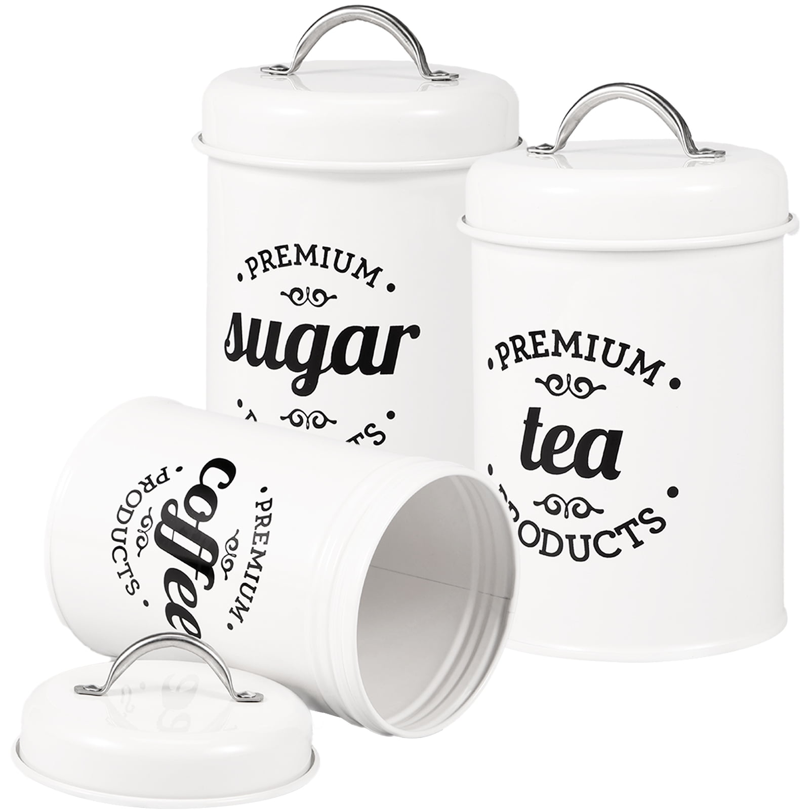 Tea Coffee Sugar Canisters Set Elegant Versatile Cream Storage ...