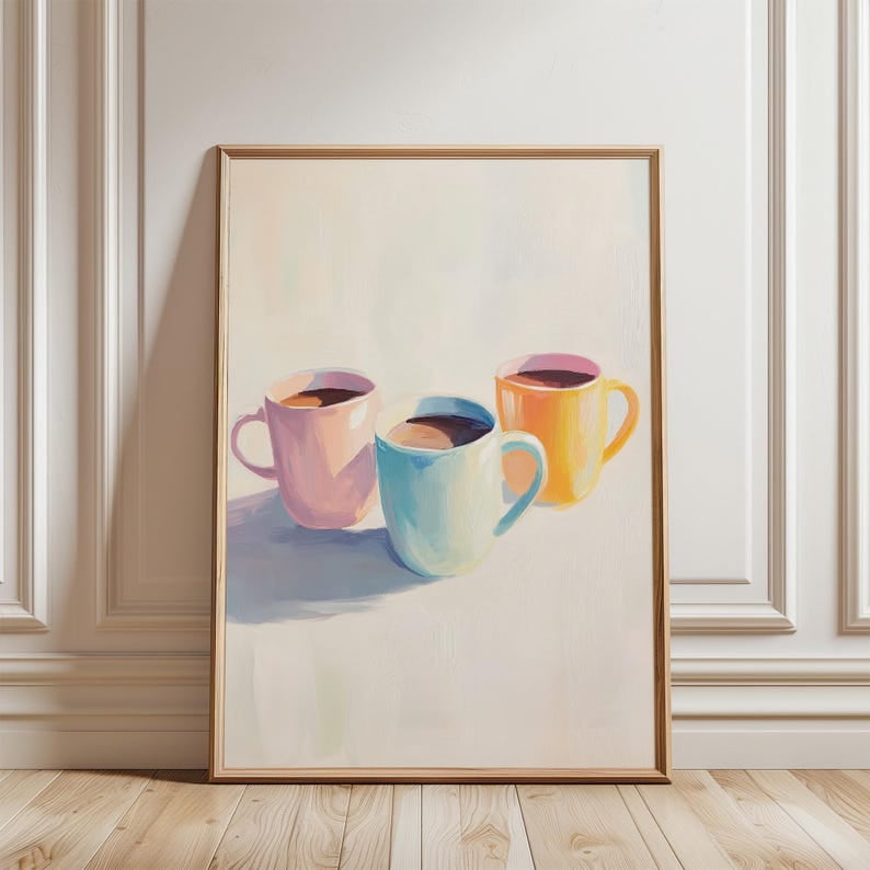 Tea Cup Print, Tea Mug Poster, Colorful Kitchen Wall Art, Coffee and ...