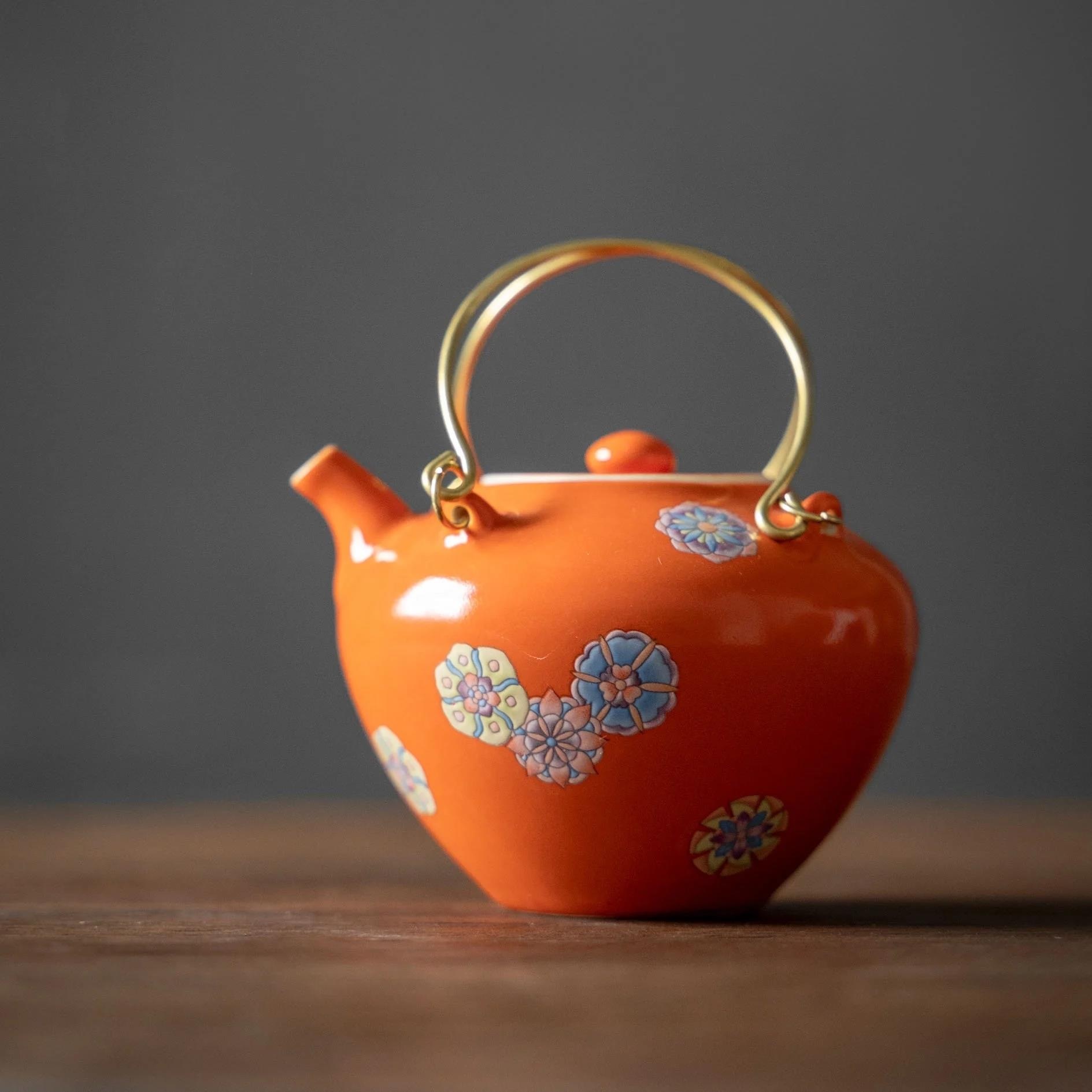 Tea Cup Set Embossed Ball Flower Turquoise Green Teapot Kung Fu Tea Set ...