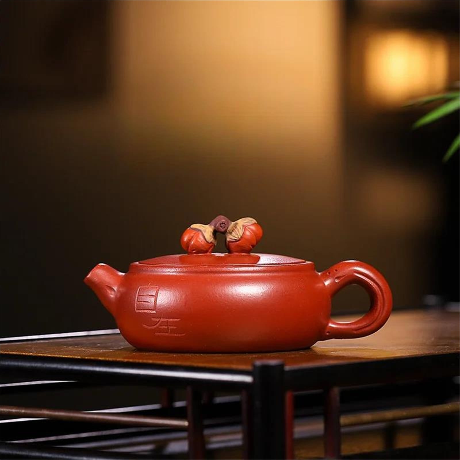 Tea Cup Set Handmade Persimmon Ruyi Pot Raw Ore Mud Kettle With Infuser Zisha Tea Set 100ml ...