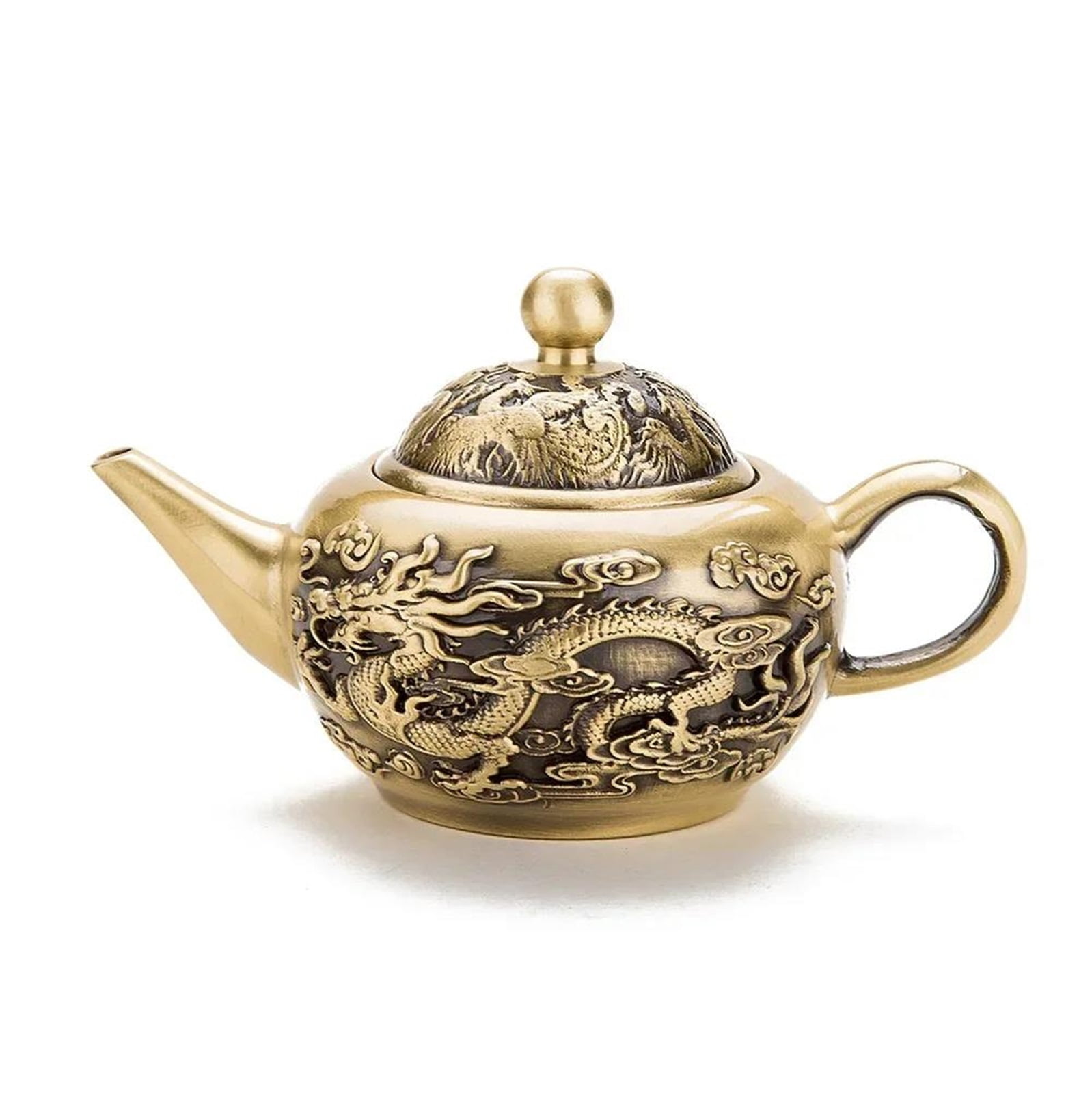 Tea Cup Set Home Decoration Crafts Small Brass Vintage Dragon Phoenix ...