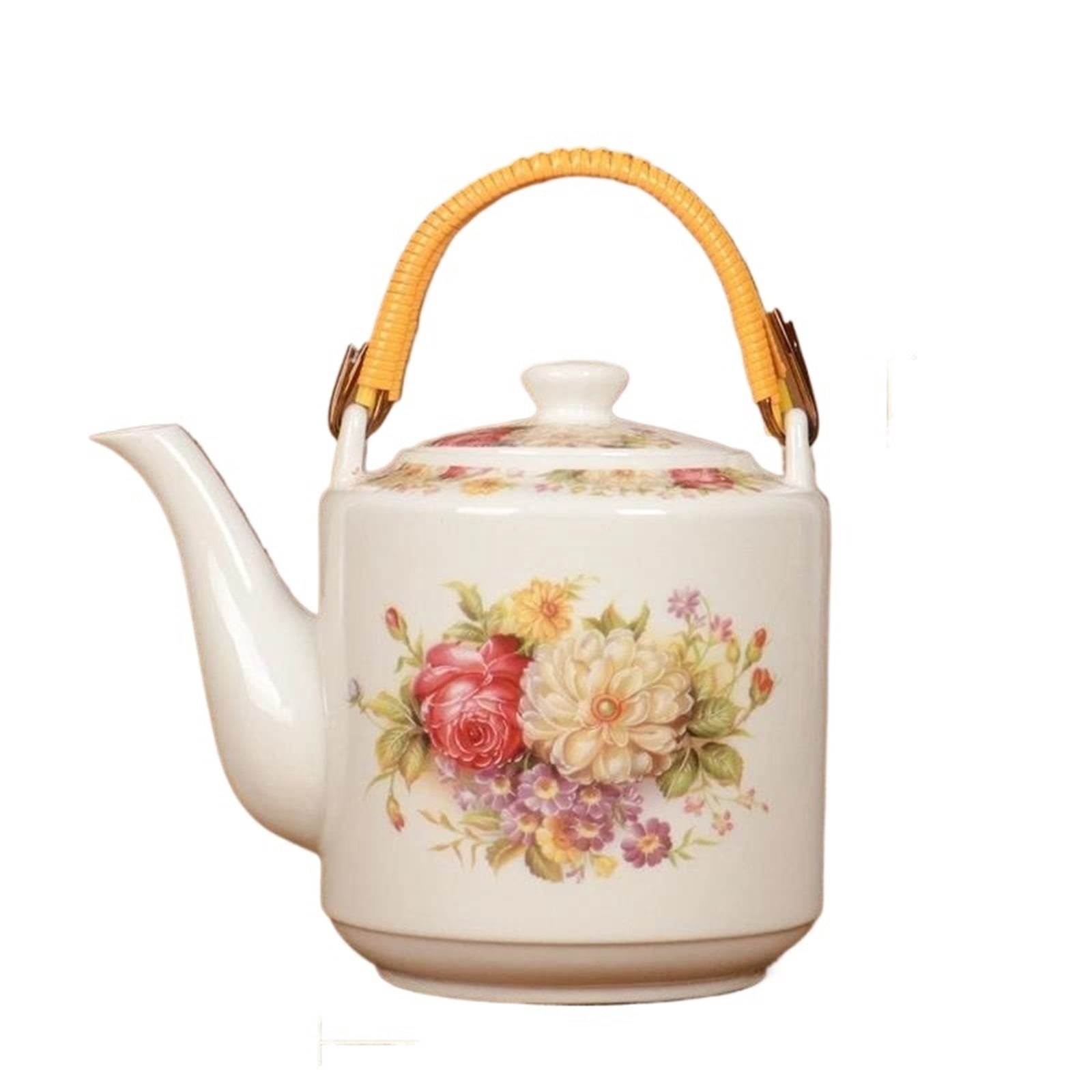 Tea Cup Set White Porcelain Handle Water Pot Style Tea Making Teaset ...