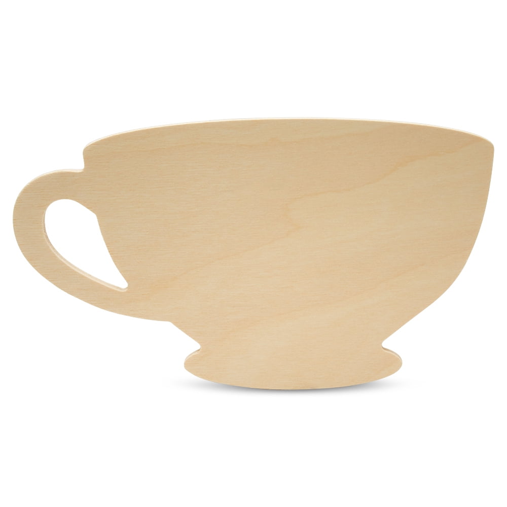Tea Cup Wood Cutouts 12 x 7-inch, Pack of 1 Unfinished Wood Crafts ...