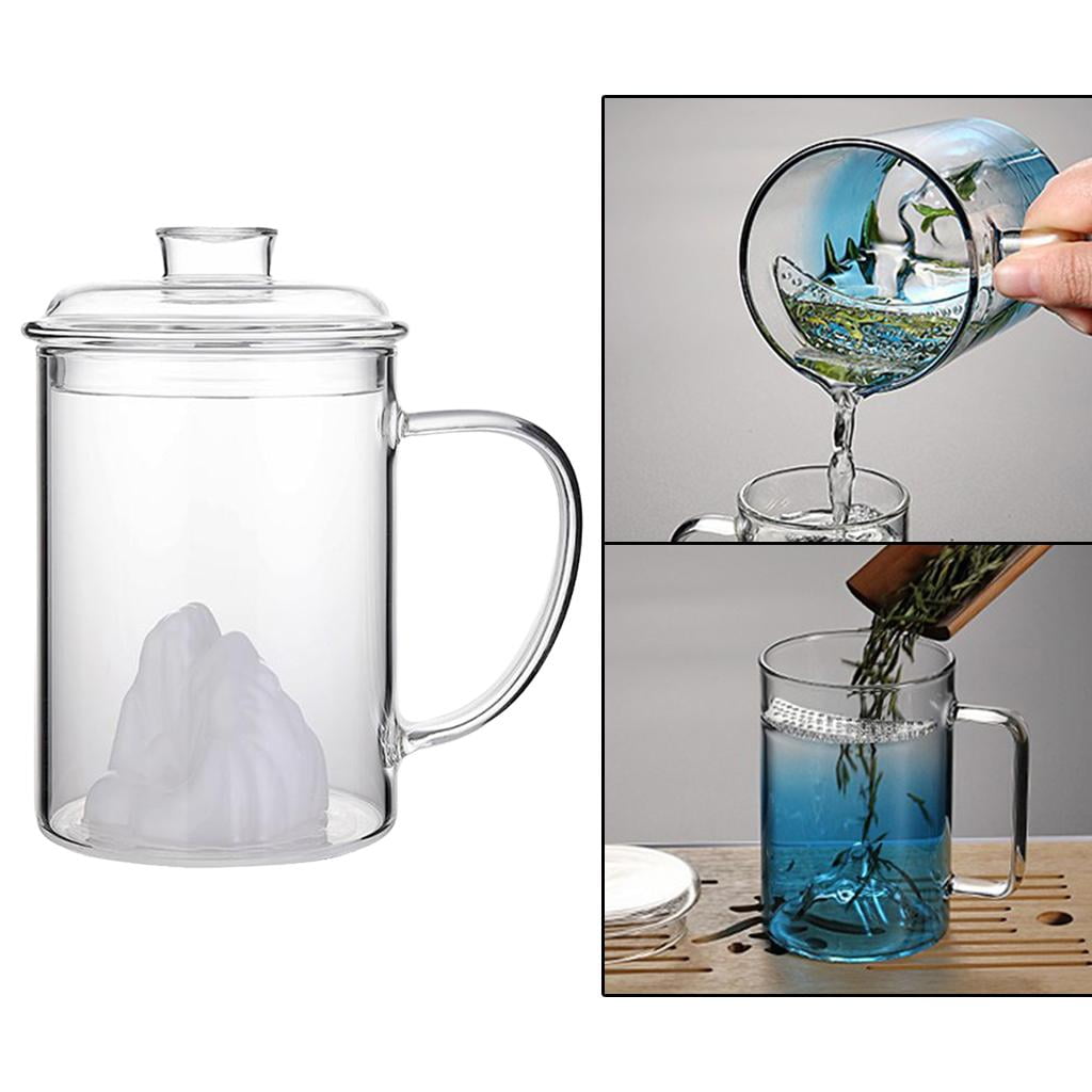LOVIVER Glass Tea Cup, Infuser Basket & Lid, Thickened, 450 ml, Heat ...