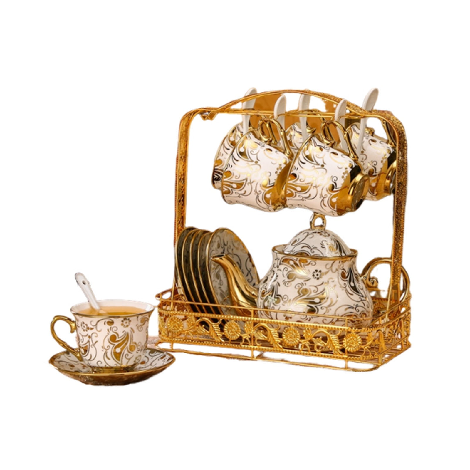 Tea Cups and Saucers Set of 8, Tea Set with Teapot and Cup Set Saucer ...
