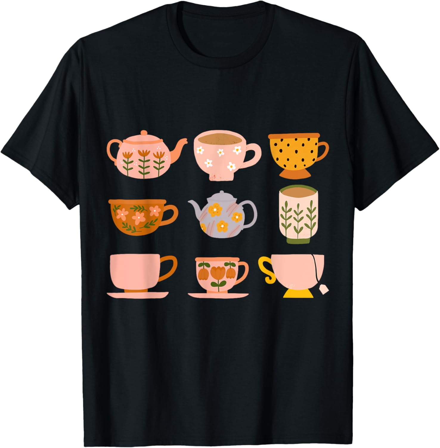 Tea Cups and Teapot Tee T-Shirt - Walmart.com