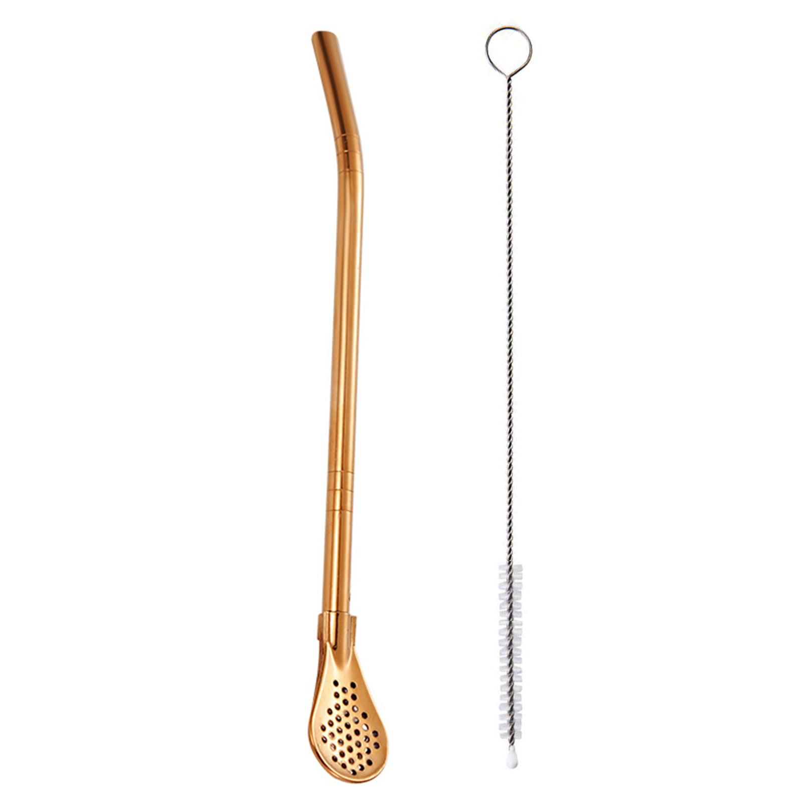 Tea Drinking Straws Spoon Filter - Colorful Stainless Steel with Brush ...