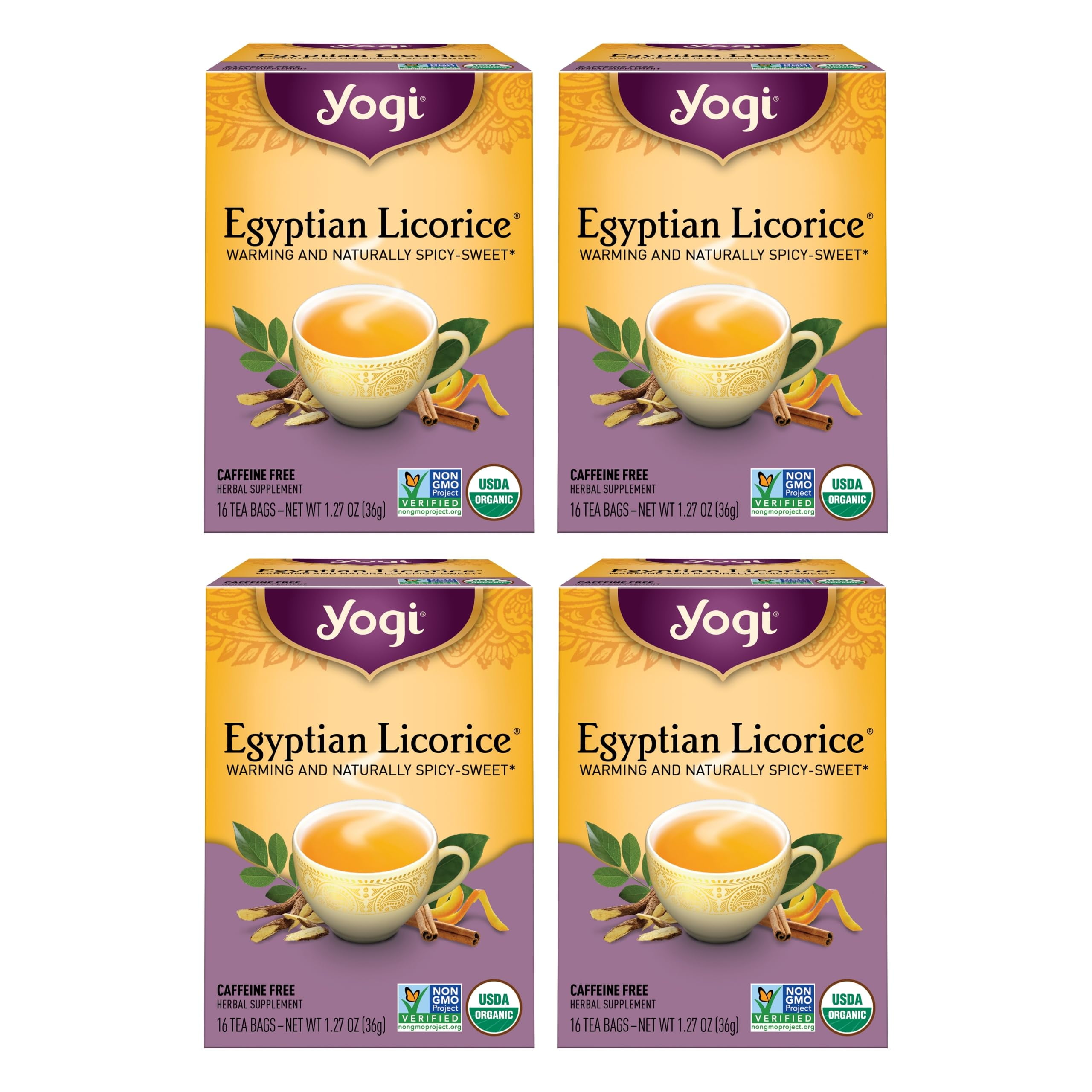 Tea Egyptian Licorice Tea - 16 Tea Bags Per Pack (4 Packs) - Organic ...