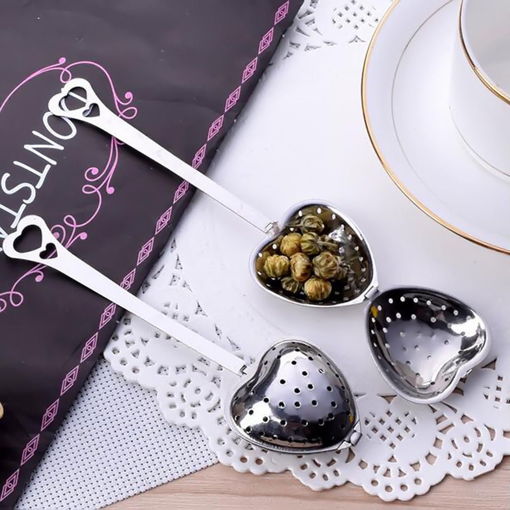 Tea Filter Long Grip Stainless Steel Mesh Heart Shaped - Strainer ...
