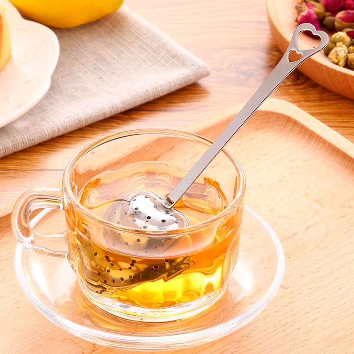Tea Filter Tea Infuser, Long Grip Stainless Steel Tea Strainer Spoon ...