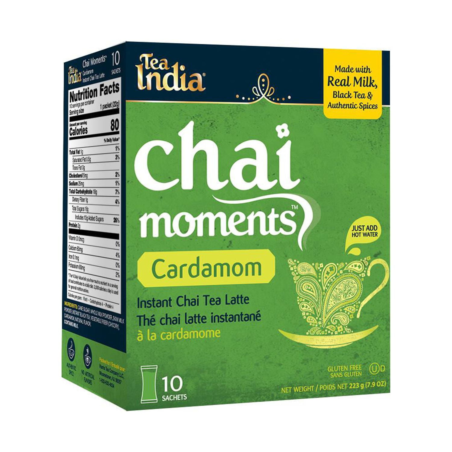 Tea India Chai Moments Cardamom Chai Tea Instant Latte Mix Flavorful ...