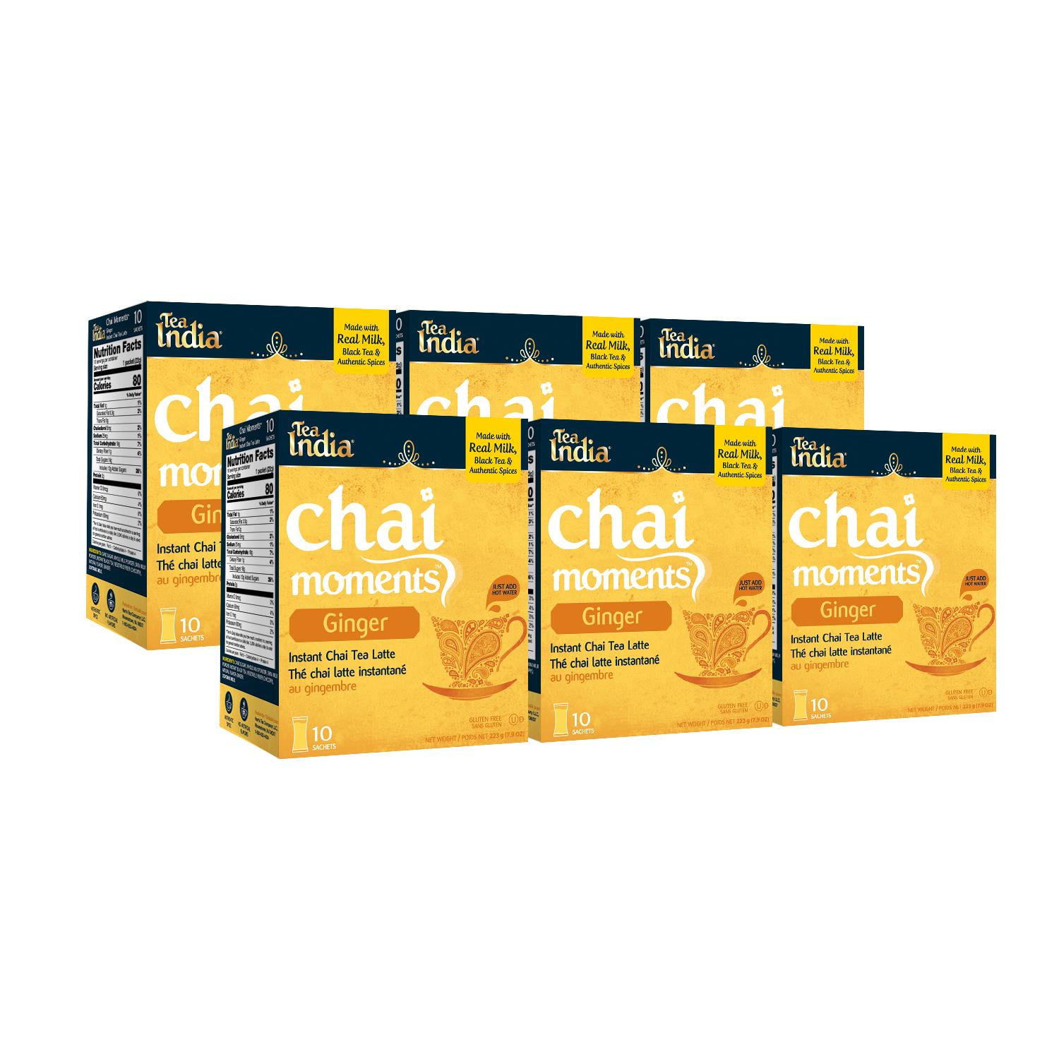 Tea India Chai Moments Ginger Chai Tea Instant Latte Mix Flavorful ...