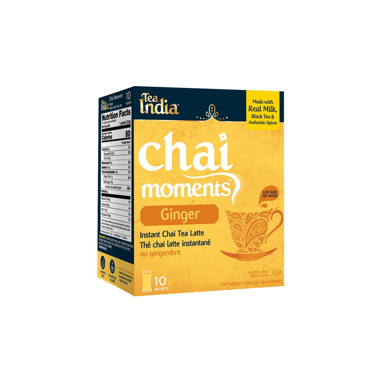 Tea India Chai Moments Ginger Chai Tea Instant Latte Mix Flavorful ...