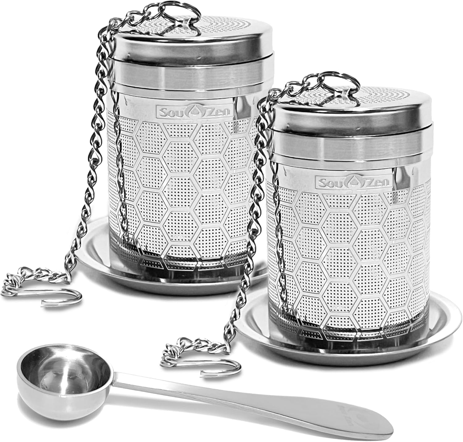 Tea Infuser (2 Pack & Teaspoon Scoop) | Extra Fine Hex Mesh Loose Leaf ...