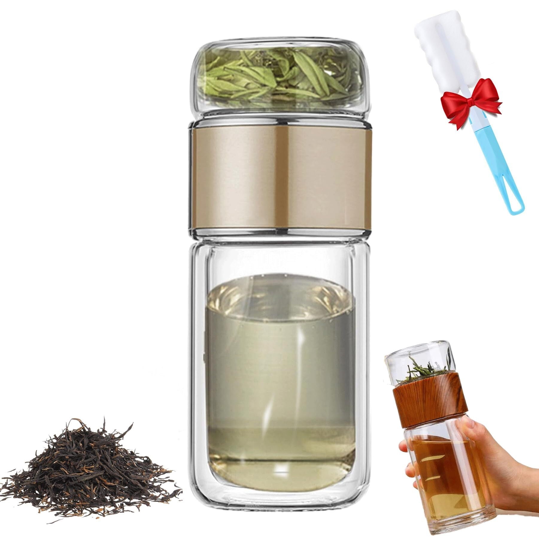 Tea Infuser Cup, 3 In 1 Infusible Tea Maker for Loose Leaf Tea, Double ...