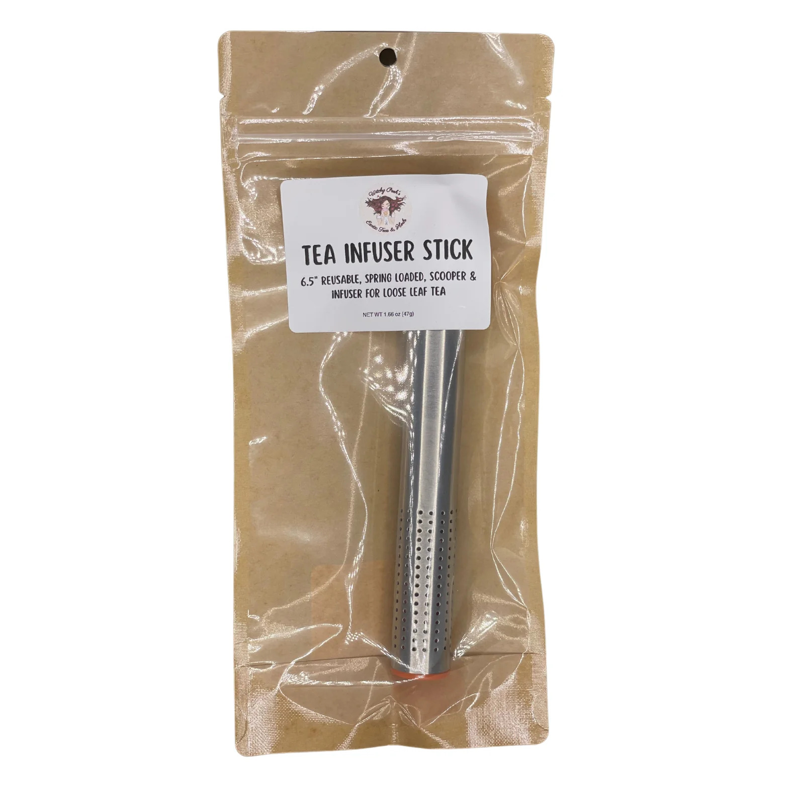 Tea Infuser Spring Action Button Stick for Loose Leaf Tea and Herbs ...