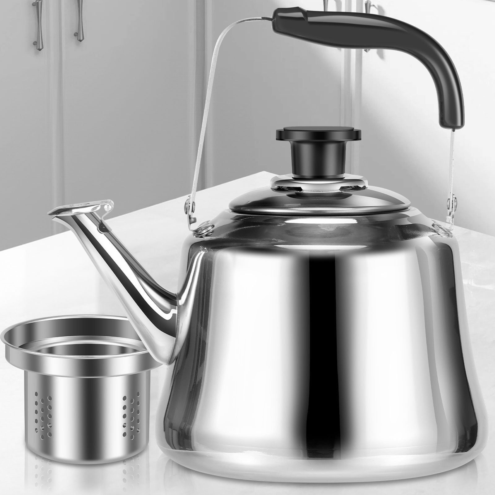 Tea Kettle Stainless Steel Whistling Tea Kettle with Tea Infuser 2L ...