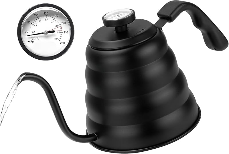 Tea Kettle with Thermometer Pot Black Stovetop Tea Kettle 40oz ...
