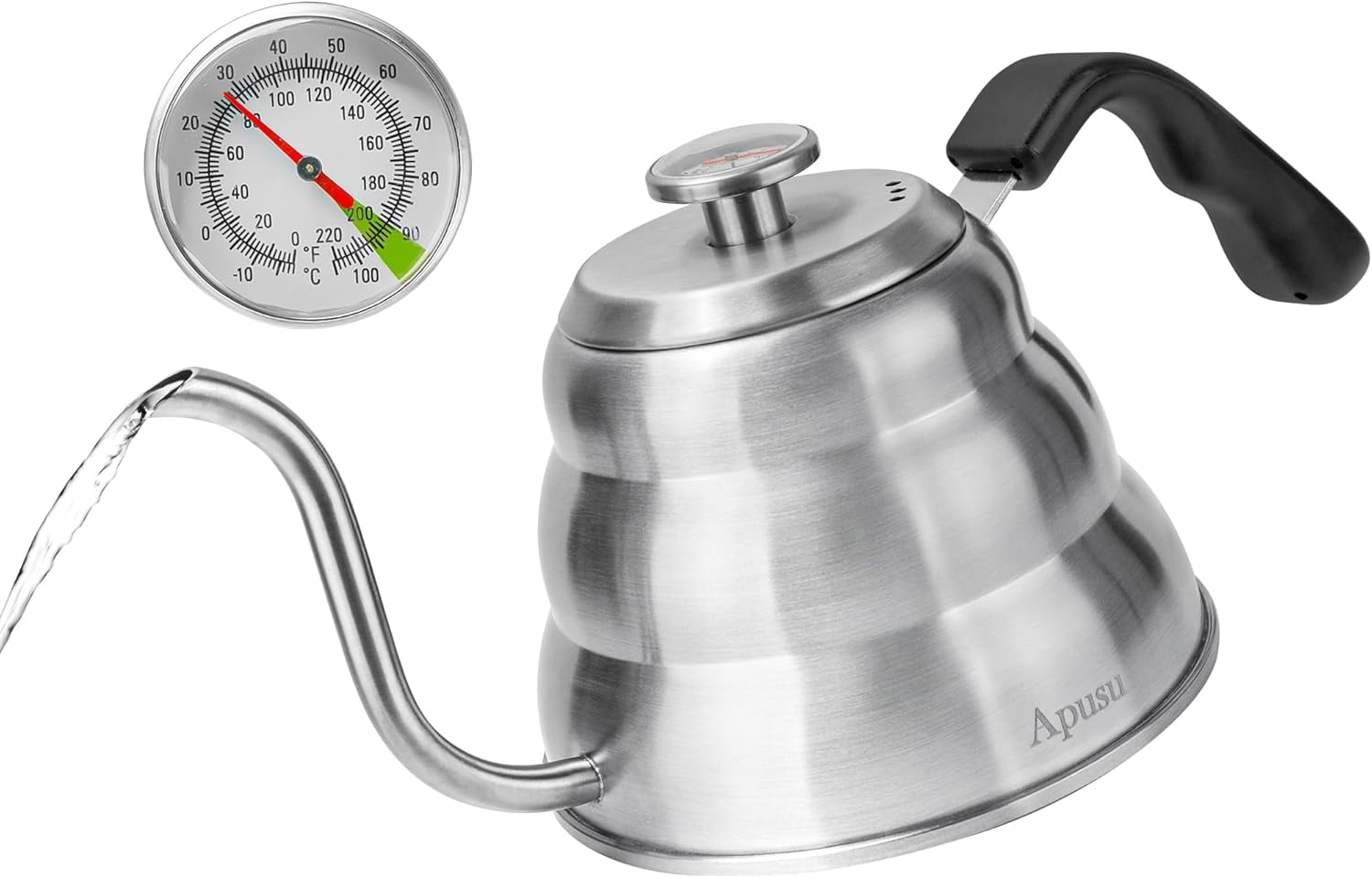 Tea Kettle with Thermometer Pot Black Stovetop Tea Kettle 40oz ...