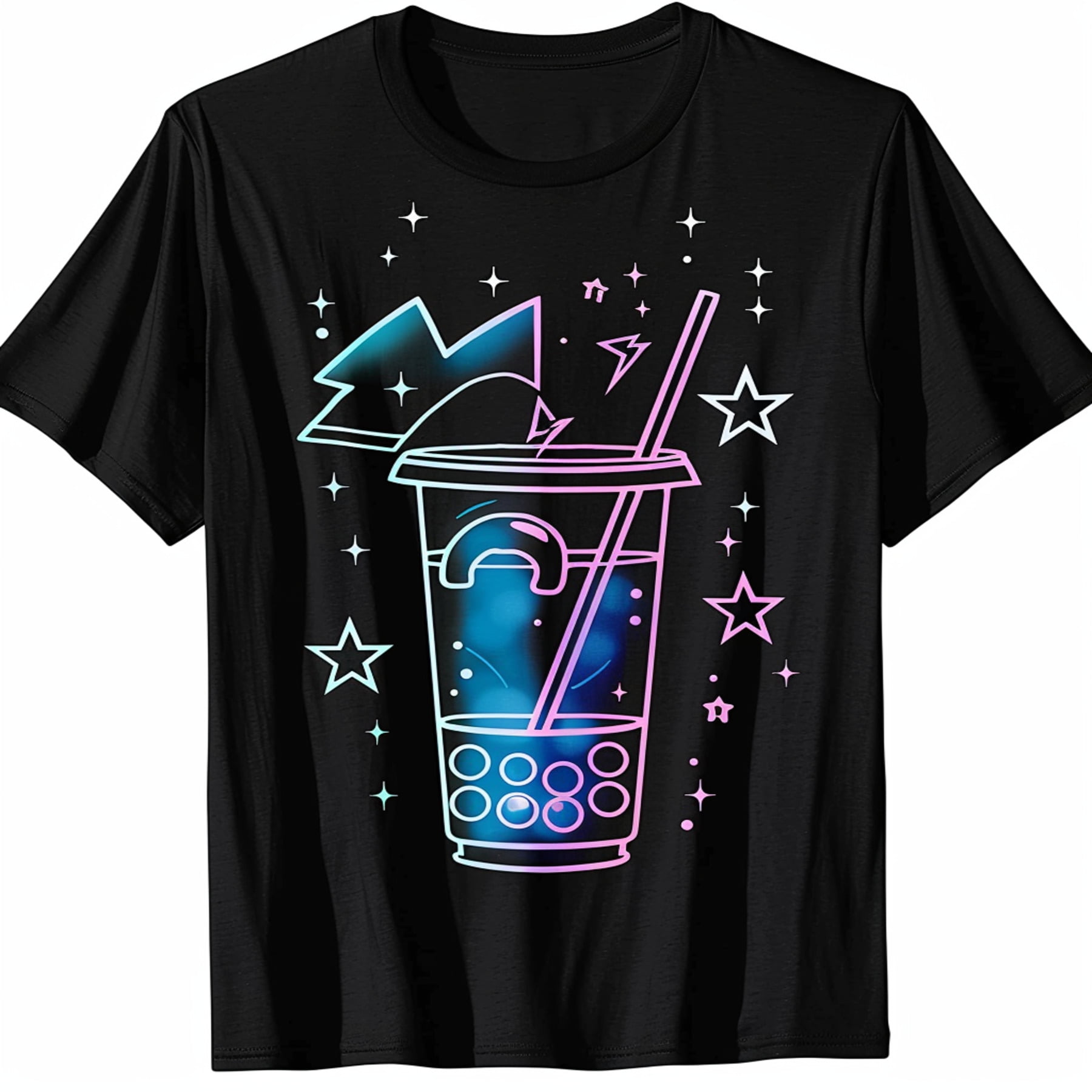 Tea Lightning Vector Art Black TShirt Colorful Outline Design Detailed Illustration Simple Style ...