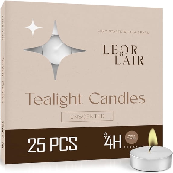 Tea Lights Candles for Power Outage Emergency – 25 Pack – 4 Hour Long ...