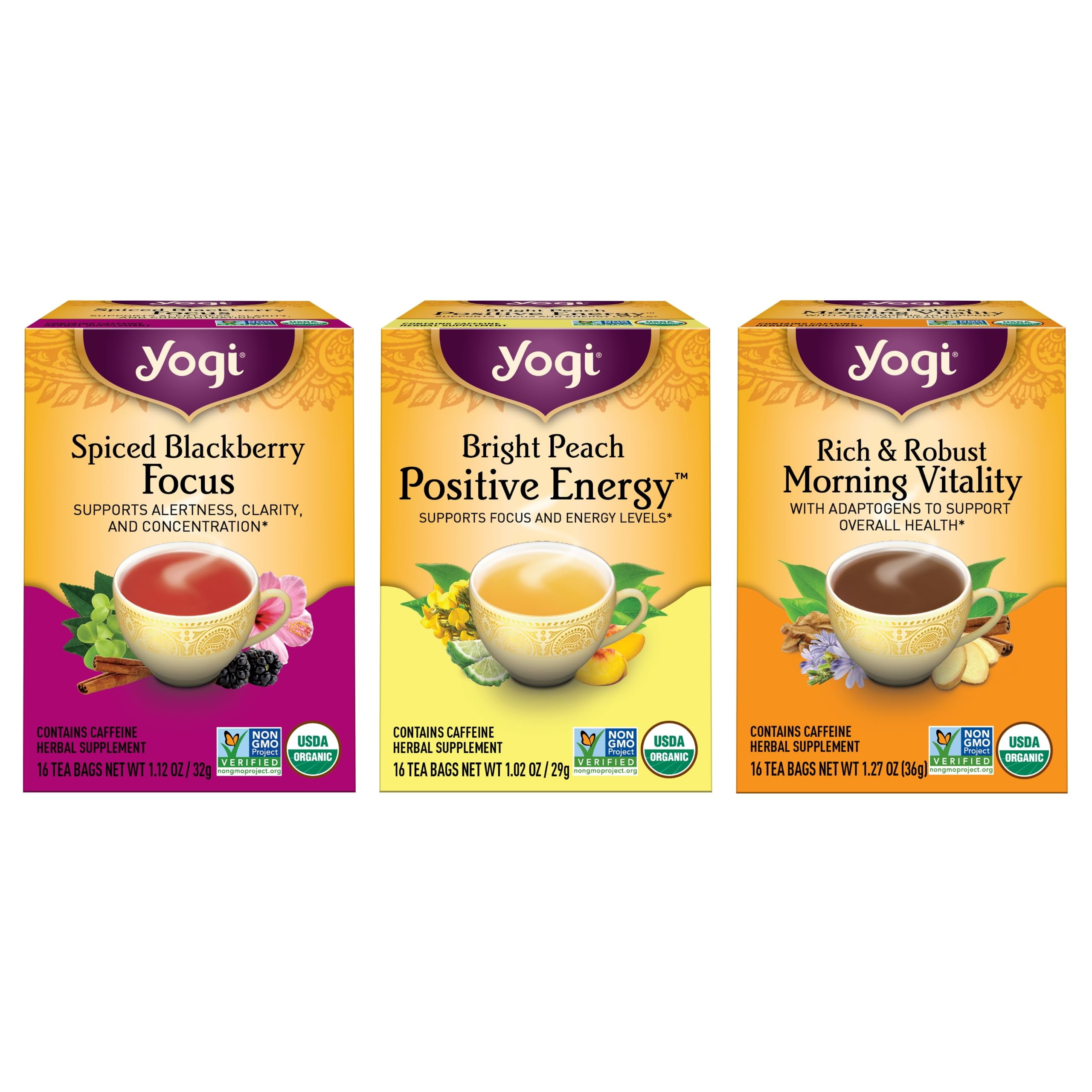 Tea - Morning Energy Variety Pack (3 Pack) Includes Peach Bergamot ...