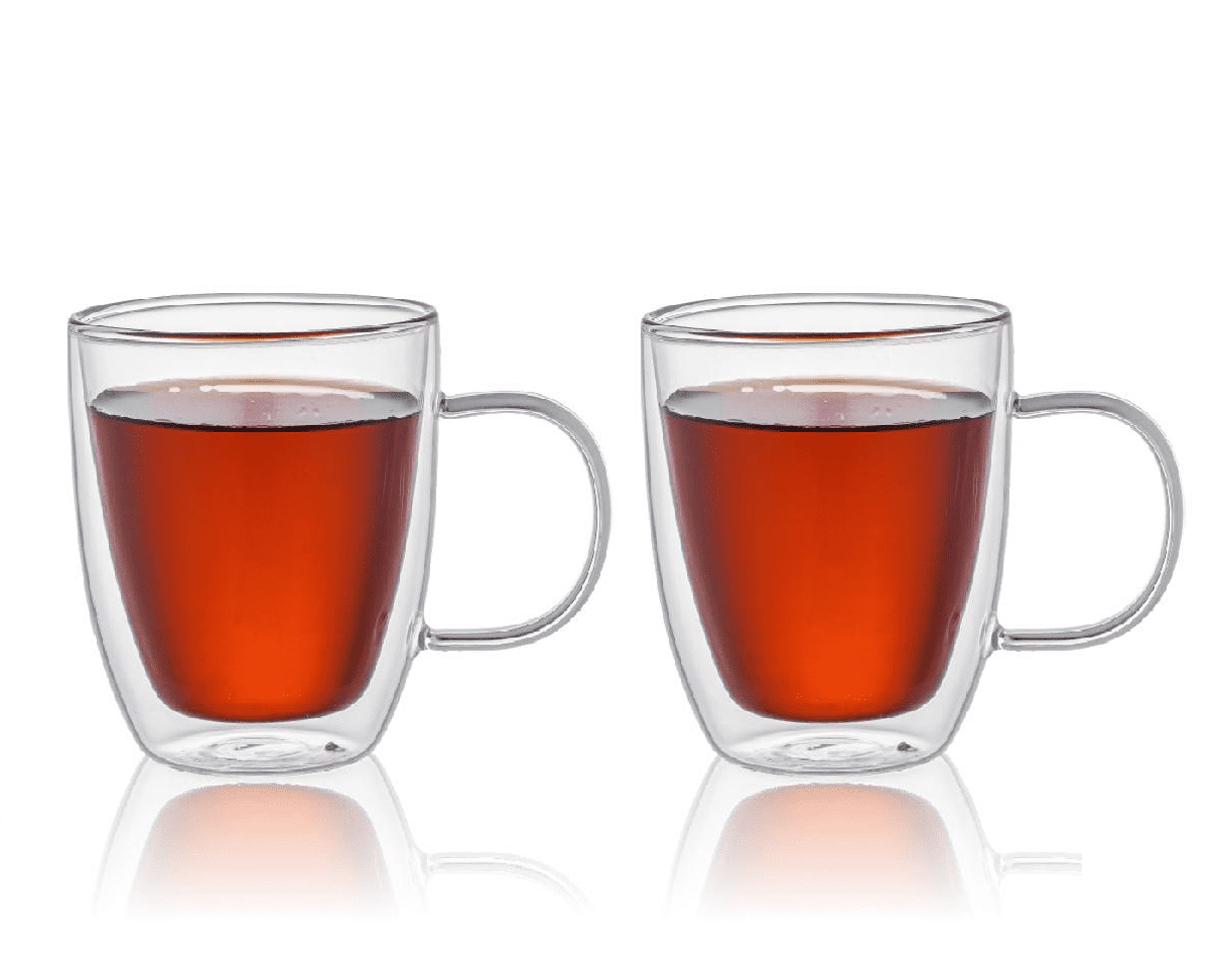 Walmart Tea & Coffee Drink Set: 2 Double Wall Insulated Thermo Glass ...