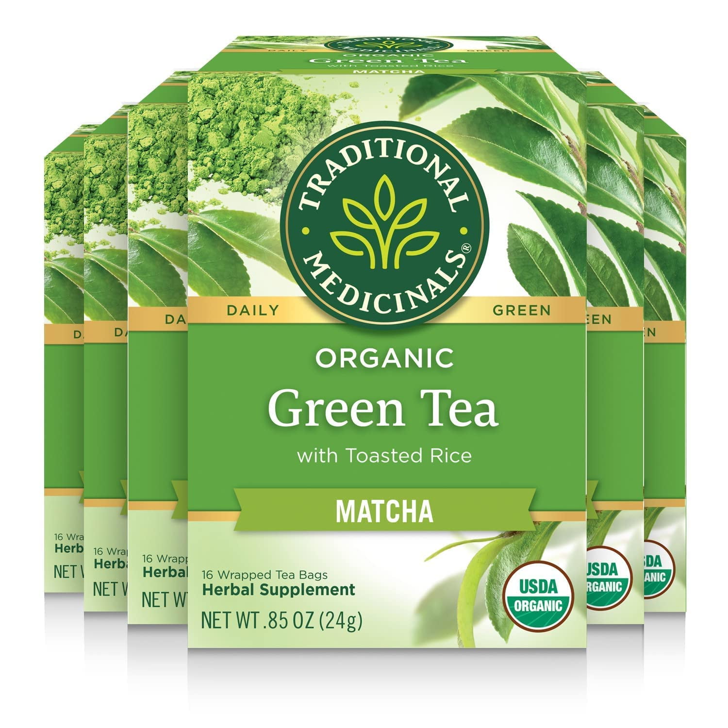 Tea, Organic Green Tea Matcha, Genmaicha, Supports Health, 16 Tea Bags ...