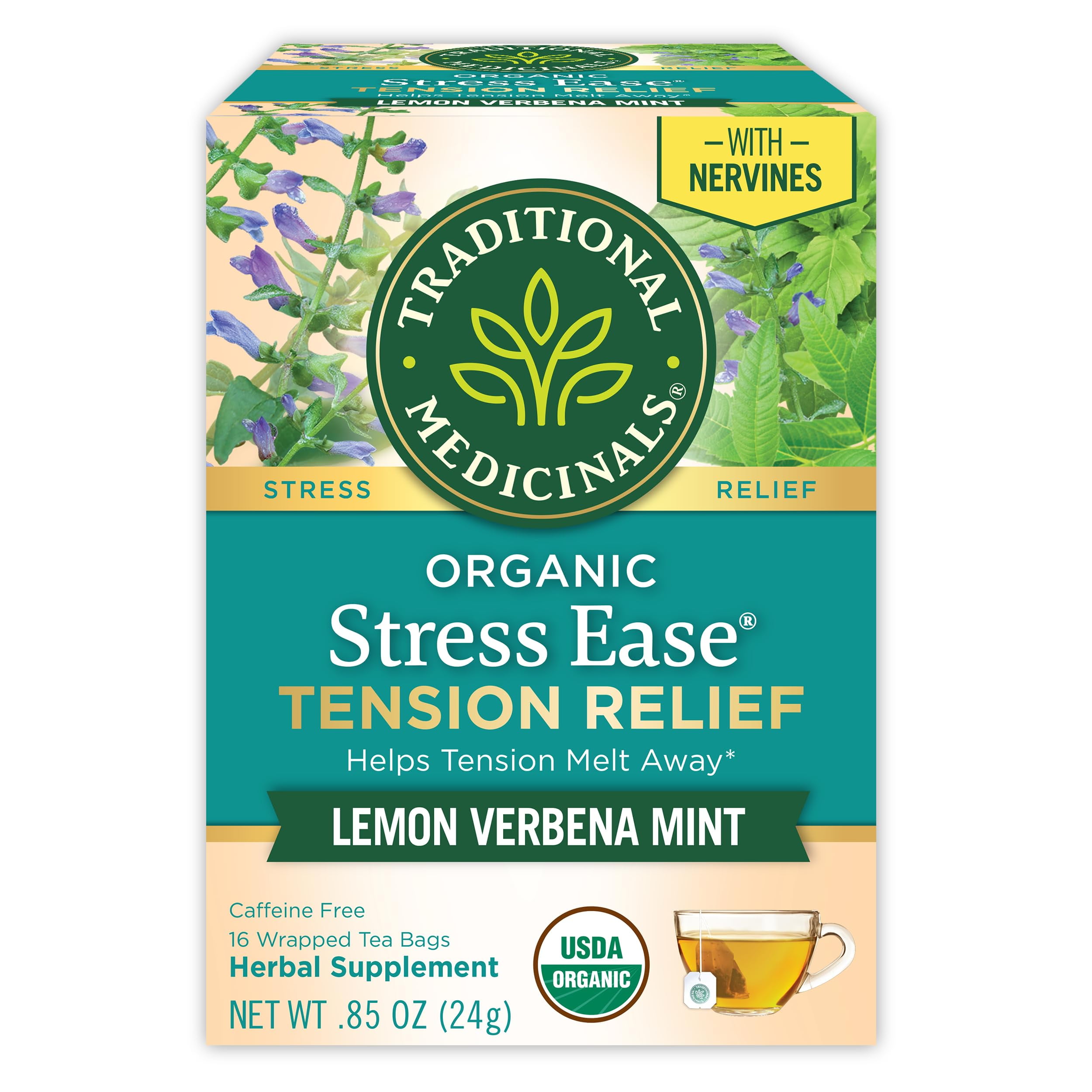 Tea, Organic Stress Ease, Relieves Tension, Promotes Relaxation, 16 Tea ...