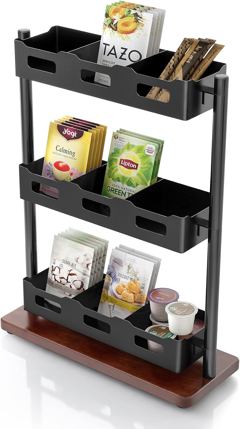 Tea Organizer for Tea Bags, 3 Tier Tea Organizer for Countertop can ...