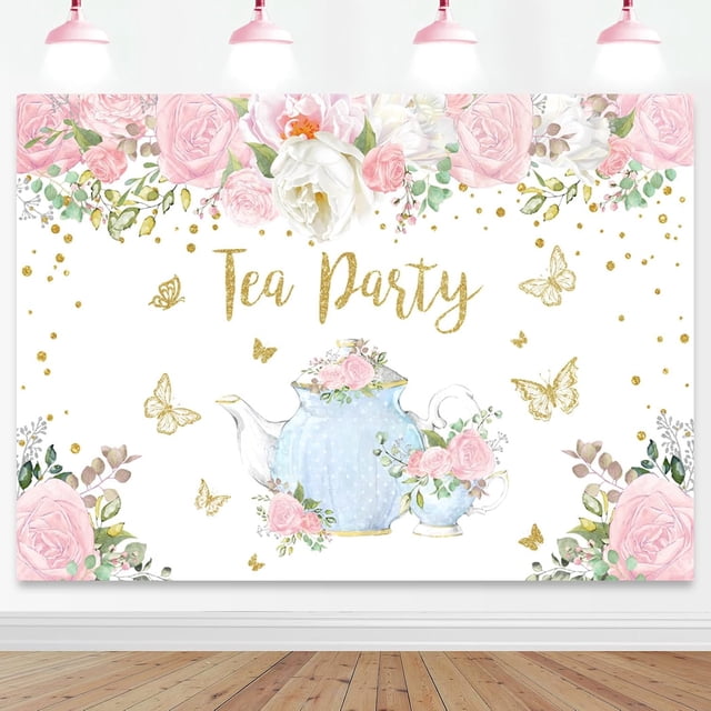 Tea Party Backdrop 10x7ft Let's Par-Tea Princess Wonderland Afternoon ...