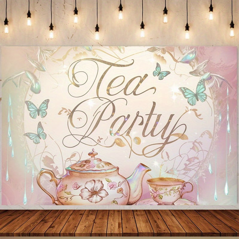 Tea Party Backdrop Let's Partea Wonderland Afternoon Tea Party ...