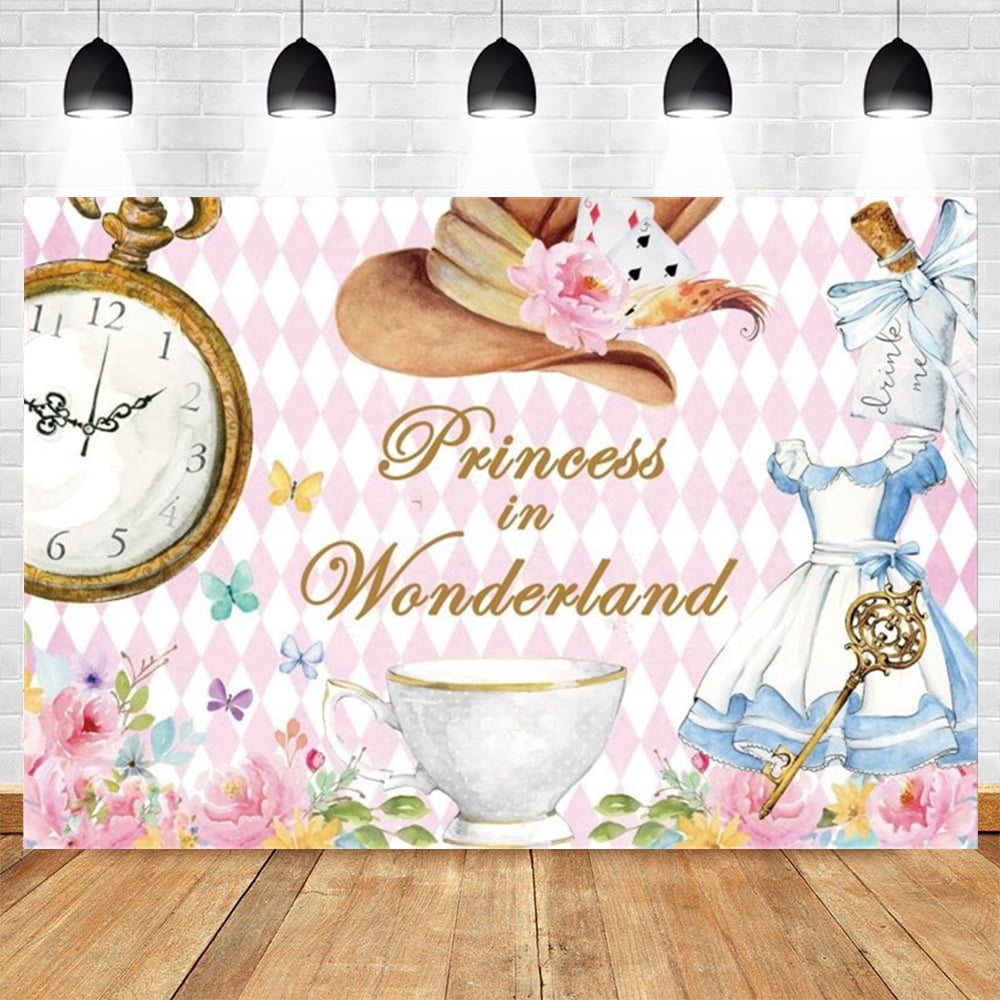 Tea Party Background Princess In Wonderland Pink Flower Skirt Girl ...