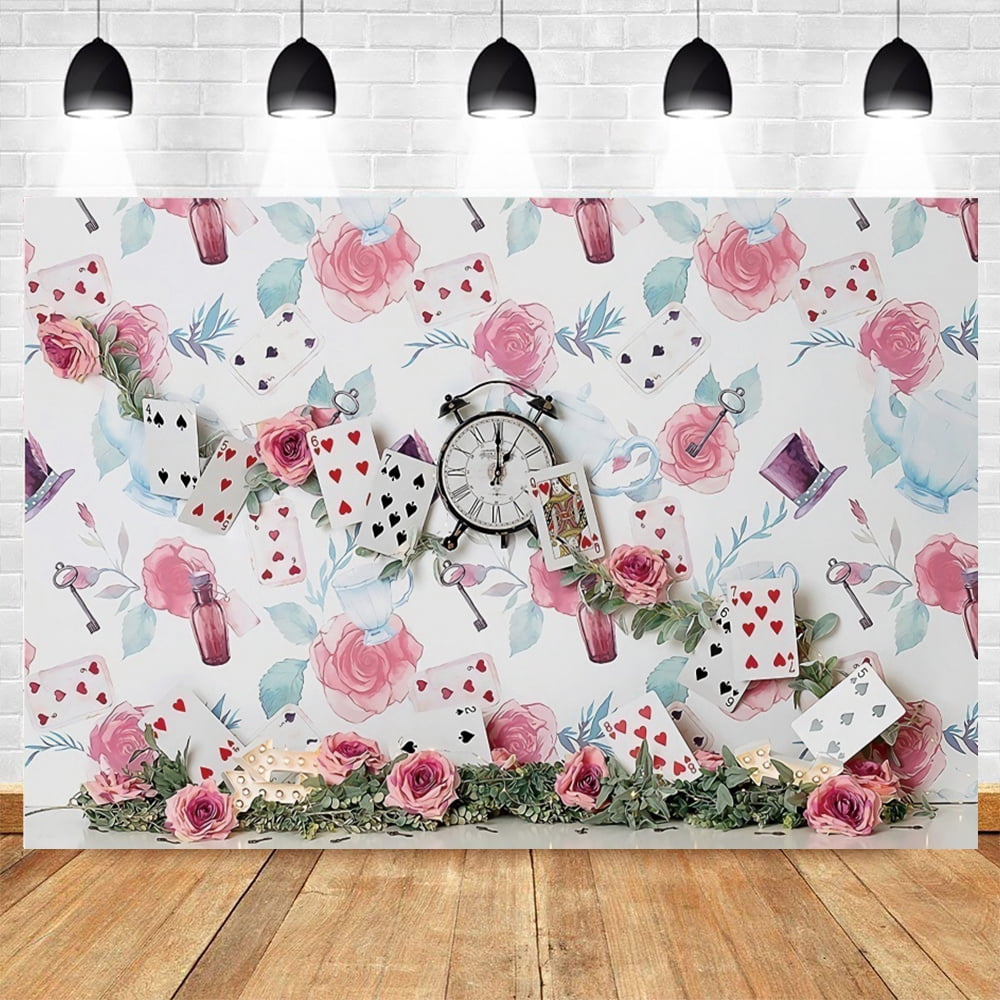 Tea Party Background Princess In Wonderland Pink Flower Skirt Girl ...