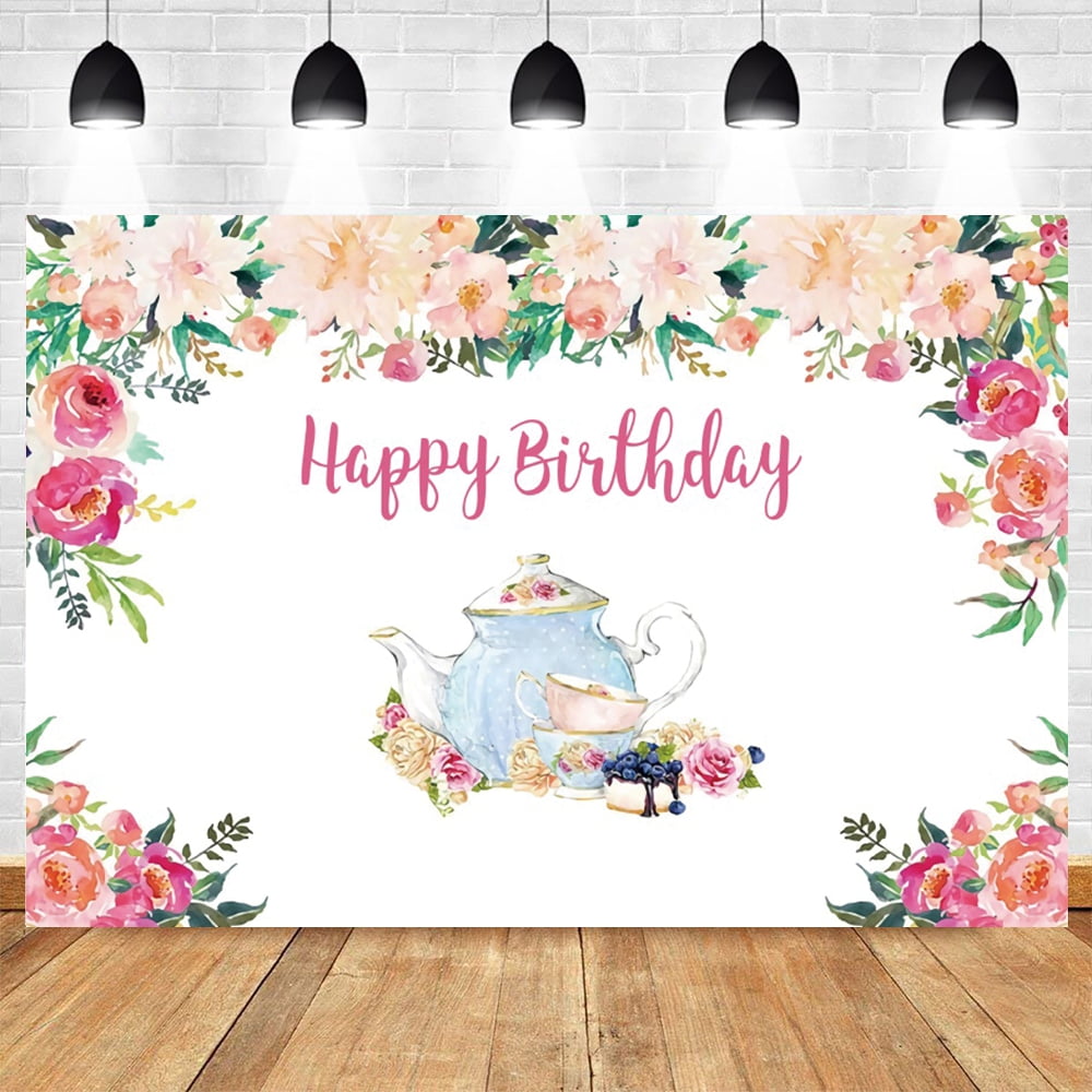 Tea Party Background Princess In Wonderland Pink Flower Skirt Girl ...