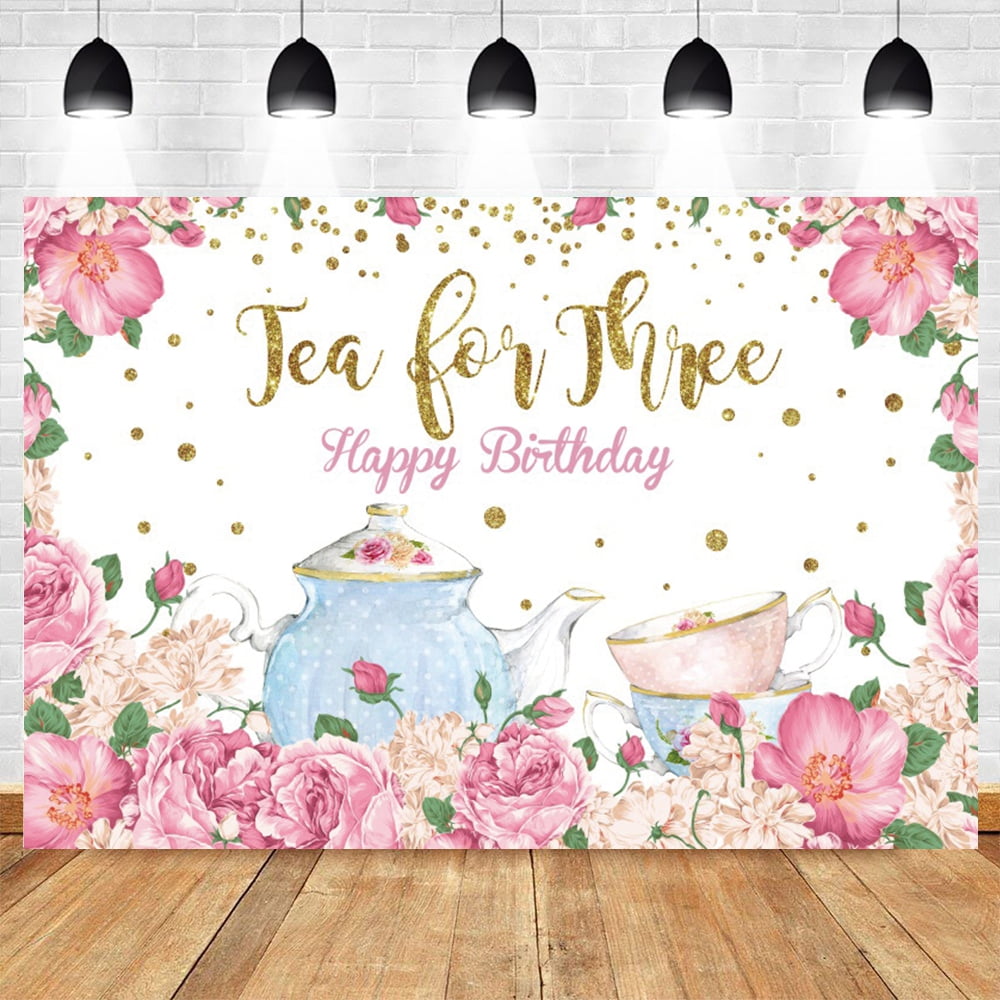 Tea Party Background Princess In Wonderland Pink Flower Skirt Girl ...