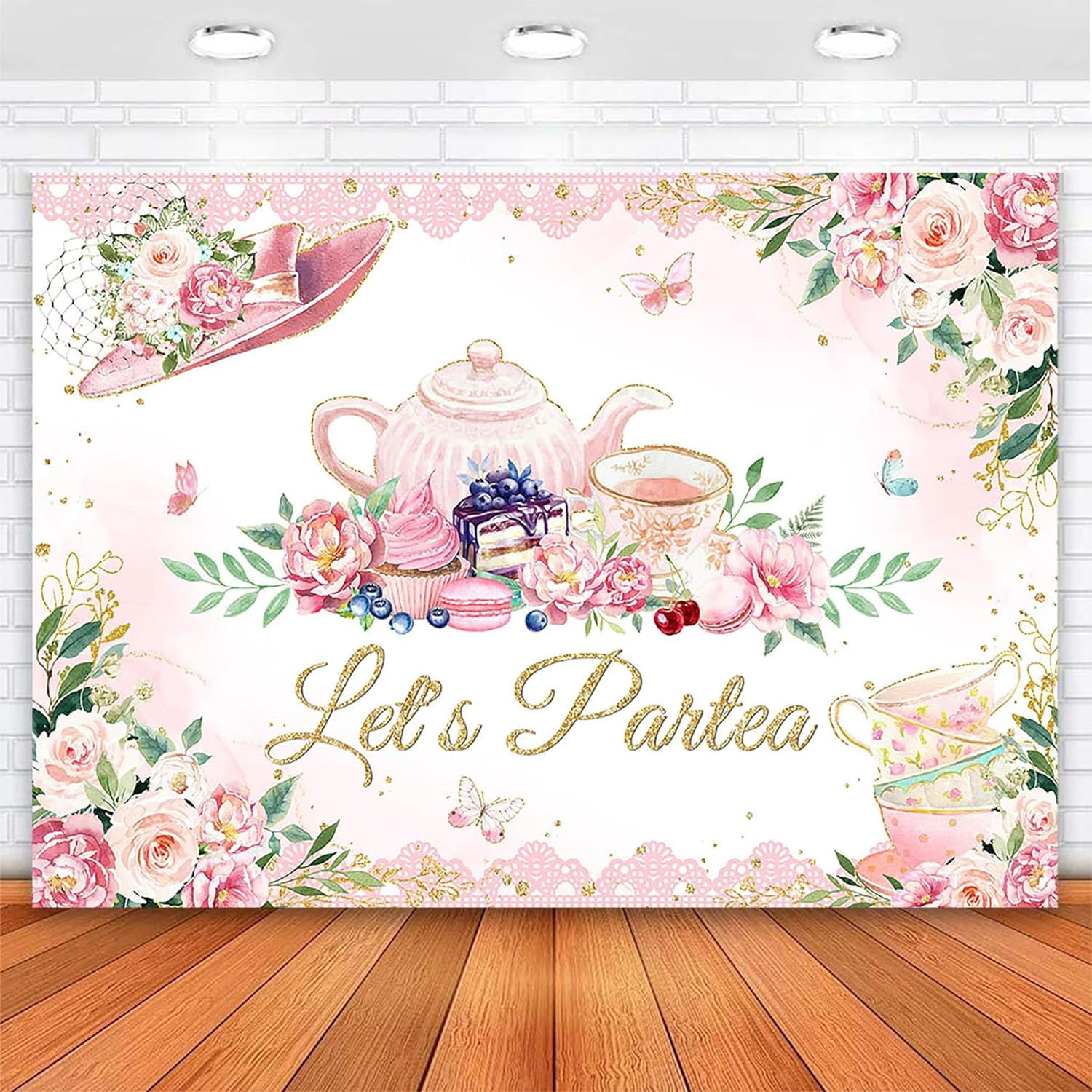 Tea Party Decorations Tea Party Backdrop for Baby Shower Birthday Lets ...