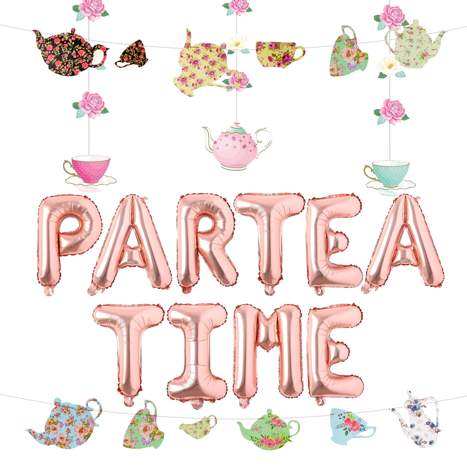 Tea Party Decorations, Par TEA TIME Balloons Tea Party Birthday Banner ...