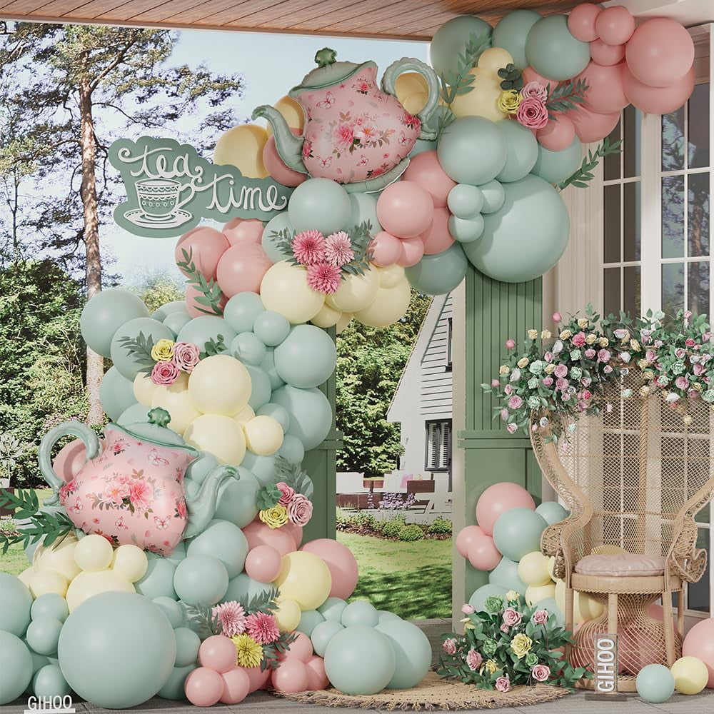Tea Party Decorations SCH4 139pcs Pastel Tea Party Balloon Arch Garland ...