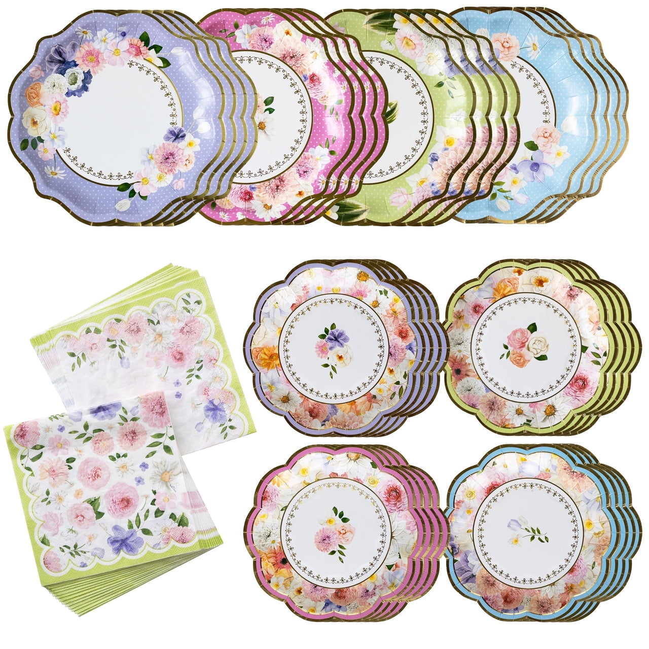 Kate Aspen Tea Party Decorations Tableware Set (62 Pc, 16 Guests ...