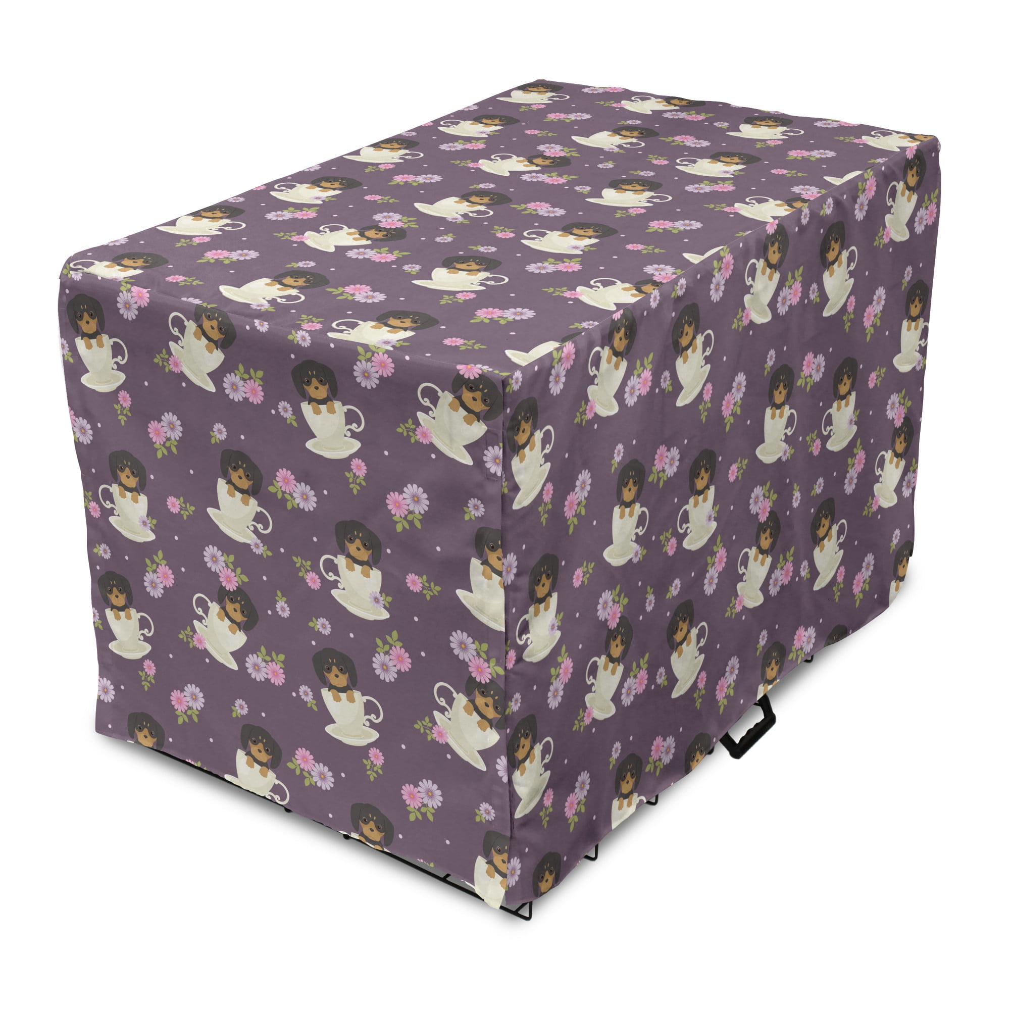 Tea Party Dog Crate Cover, Dachshund Dogs Sitting inside Cups and ...
