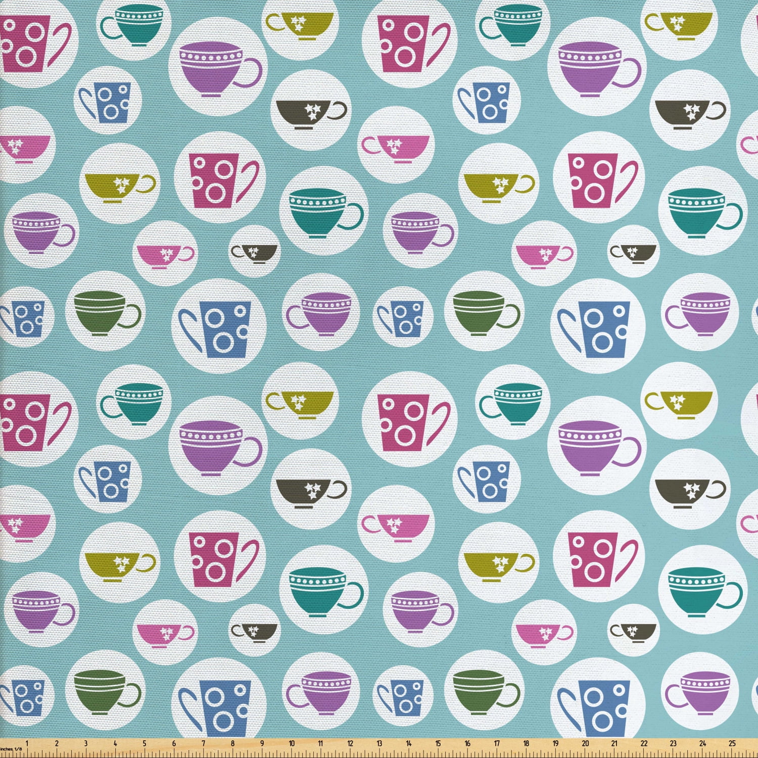 Tea Party Fabric by the Yard, Colorful Pattern with Different Model ...