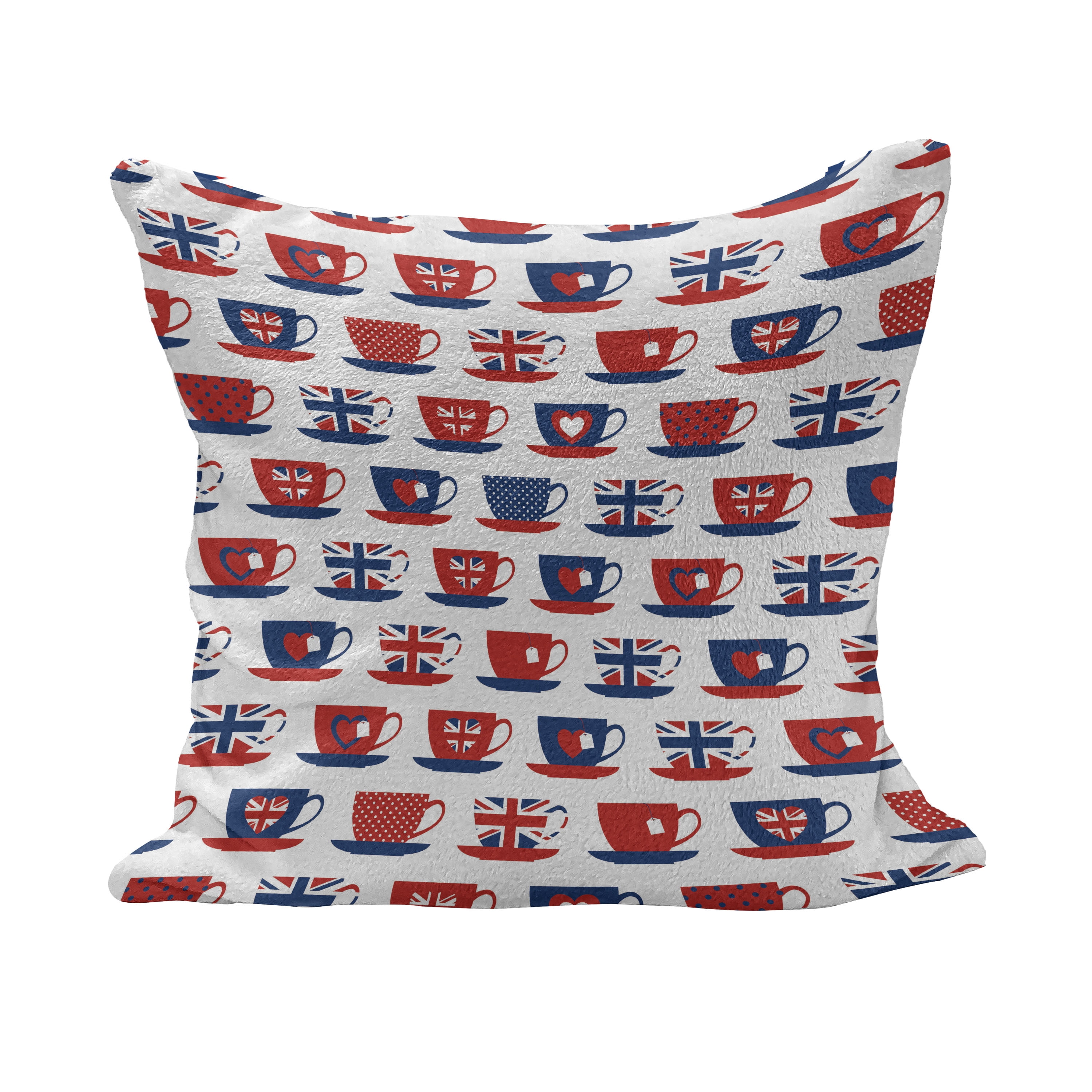 Tea Party Fluffy Throw Pillow Cushion Cover, Britain Themed Teacup ...