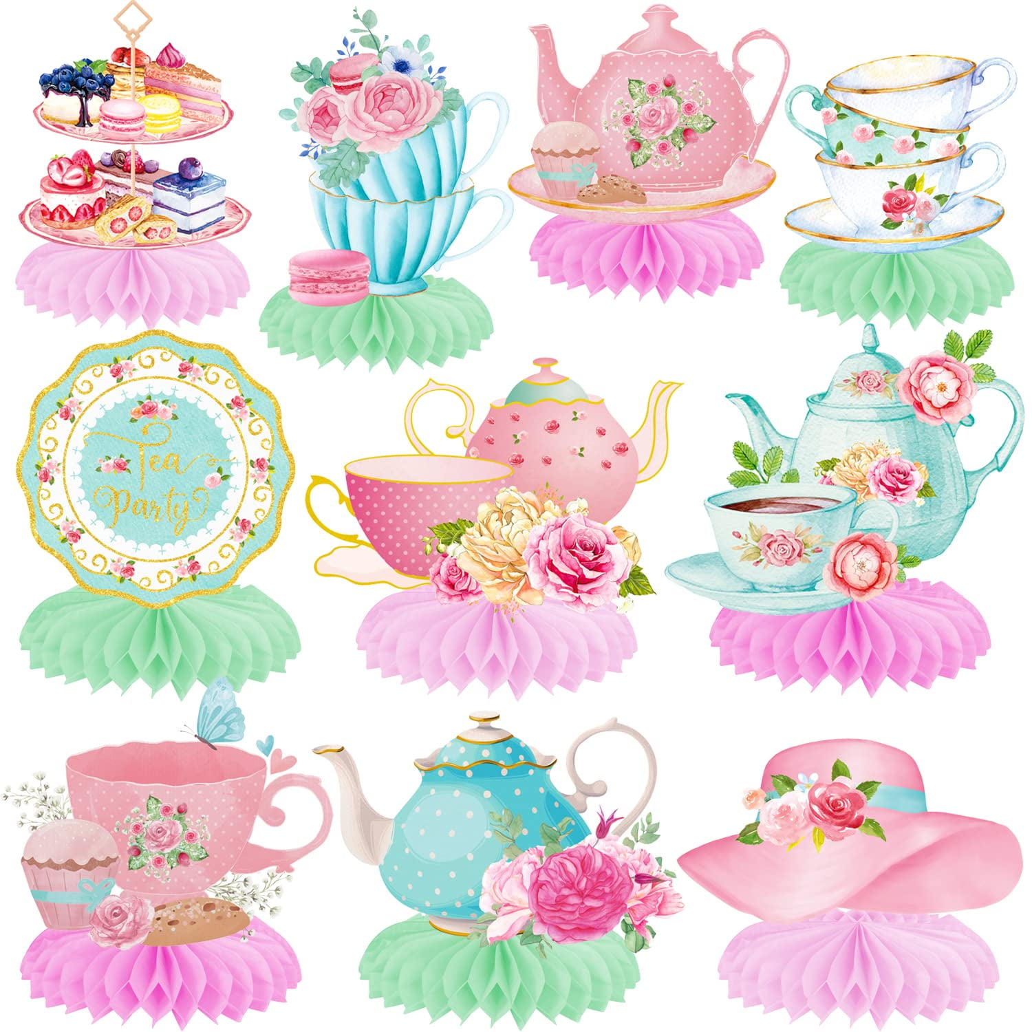 Tea Party Honeycomb Centerpieces Princess Tea Party Decorations Teapot ...