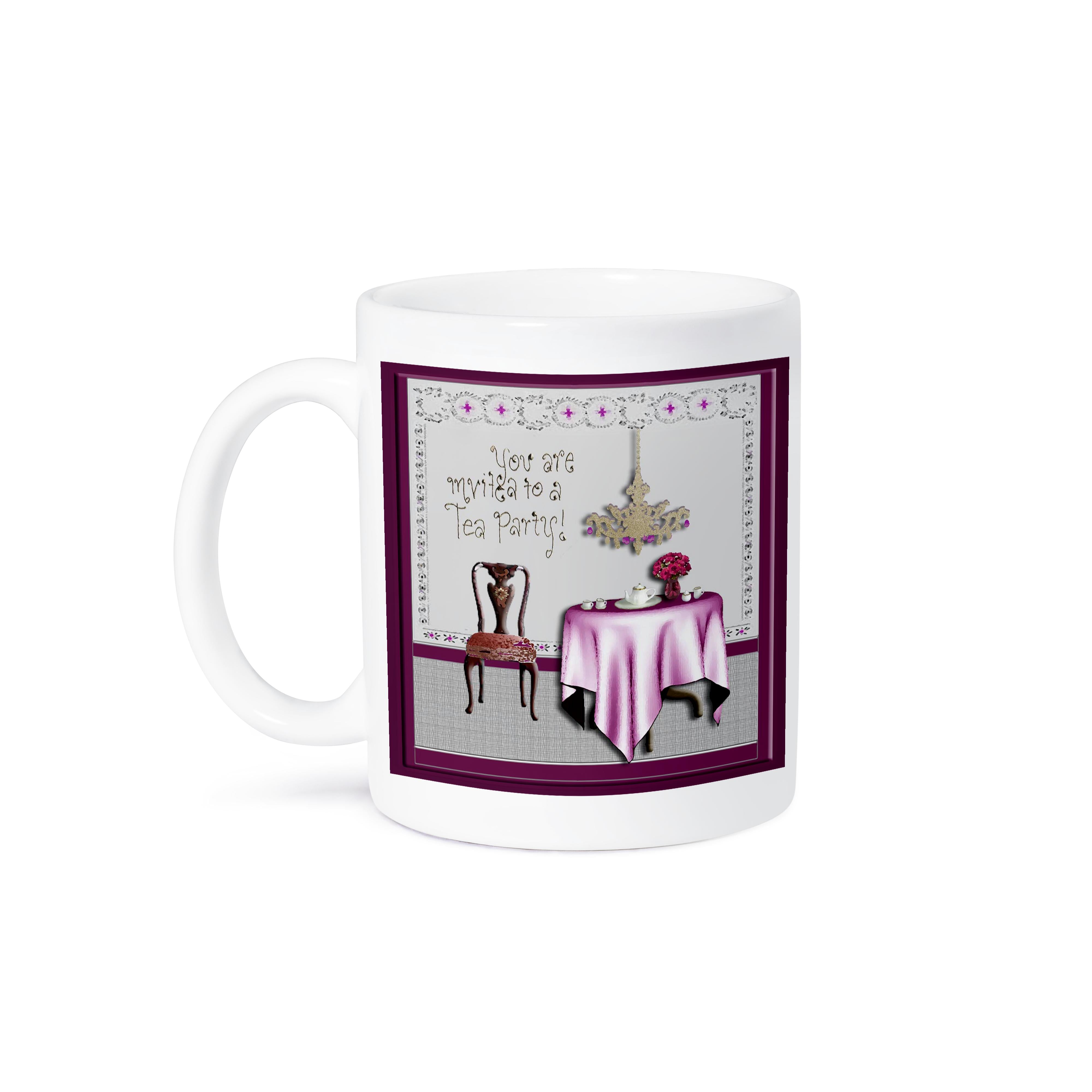 3dRose, Tea Party Invitation Tea Party Room Pink, 15oz Mug - Walmart.com