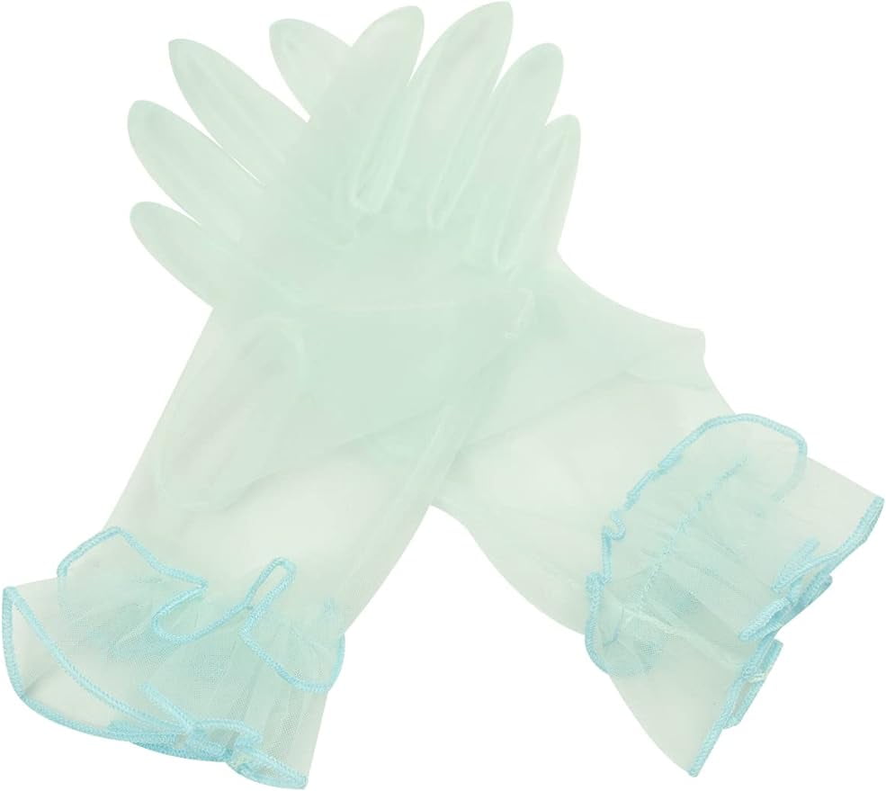 Tea Party Lace Gloves, Women Ruffled Tulle Mesh Gloves, Wedding Party ...